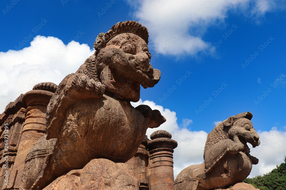 Konark Sun Temple in Odisha, India. Ancient ruin statue of Konark Sun ...