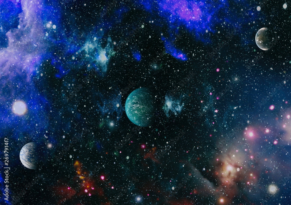 Giant glowing nebula. Space background with red nebula and stars ...