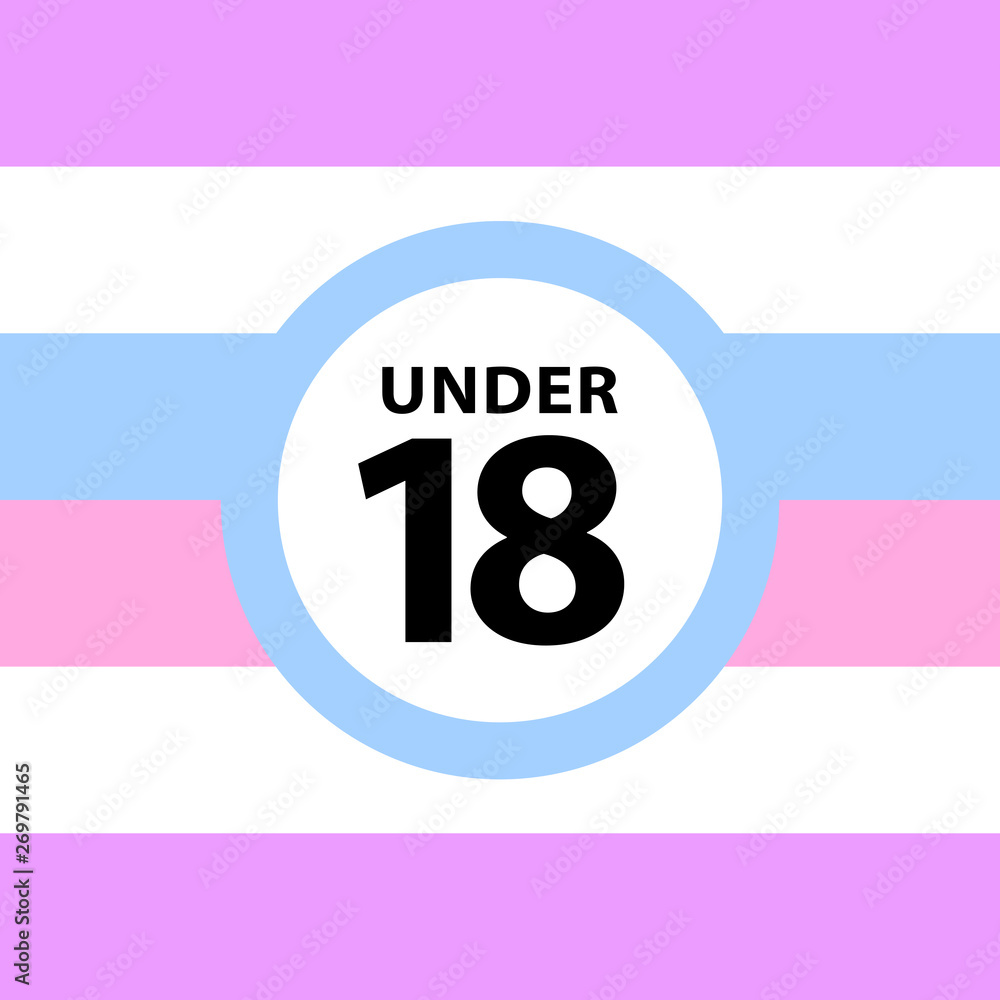 18 under sign warning symbol on the intersex pride flags background ...