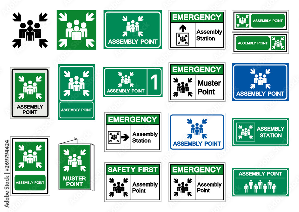 Assembly Point Set Symbol Sign, Vector Illustration, Isolated On White ...