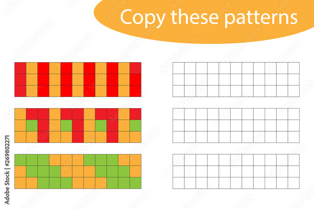 Copy these patterns, pixel art, drawing skills training, educational ...