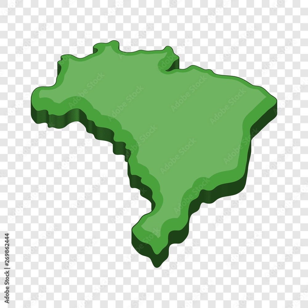 Green map of Brazil icon. Cartoon illustration of map of Brazil vector ...