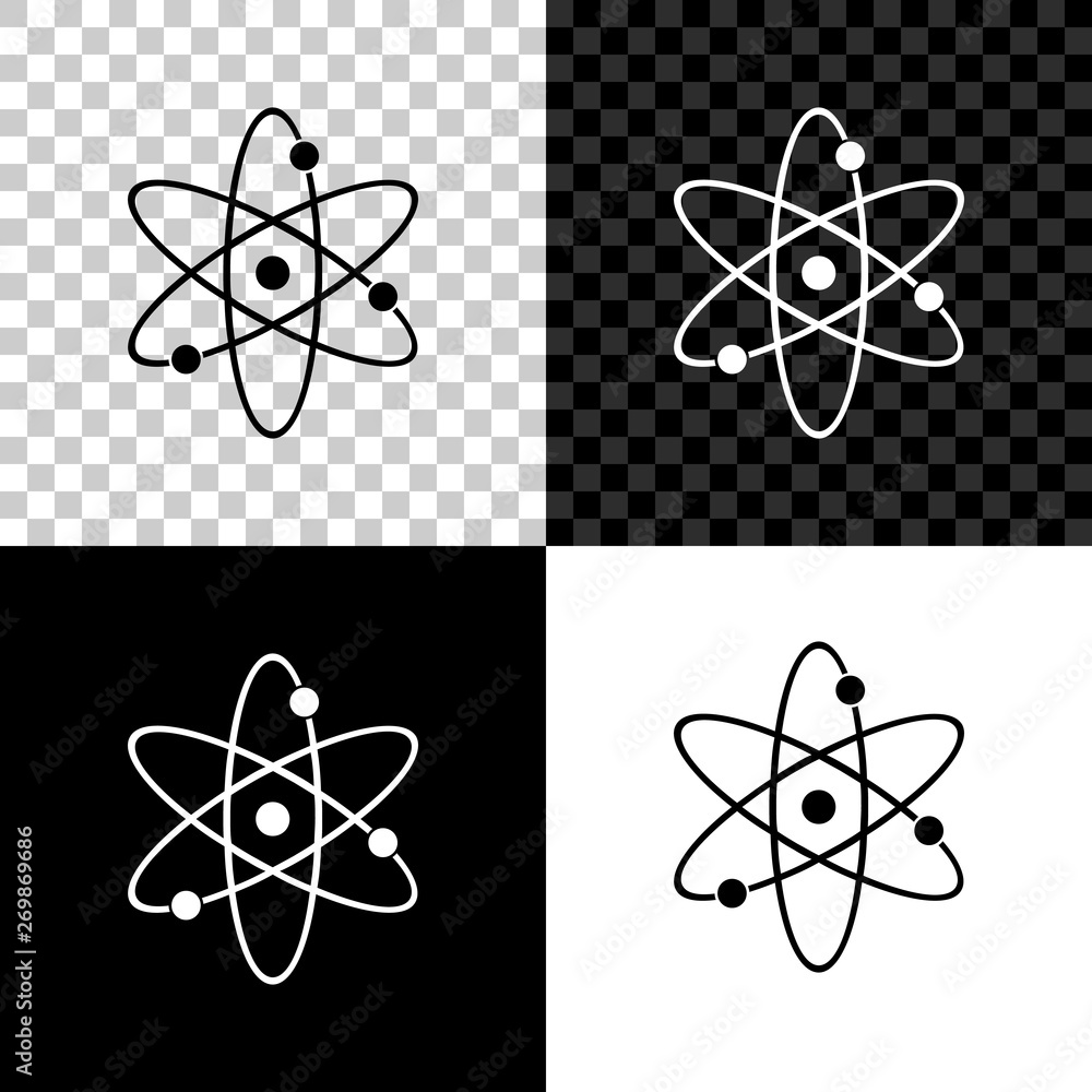 Atom icon isolated on black, white and transparent background. Symbol ...