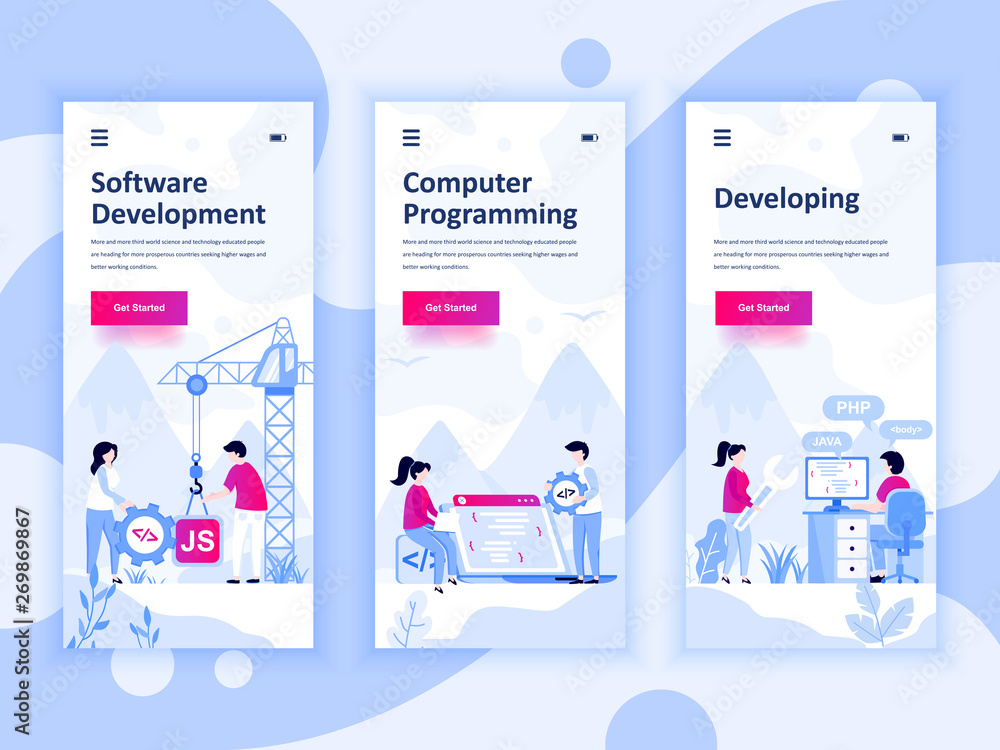 Set of onboarding screens user interface kit for Development, Programming, Developing, mobile ...