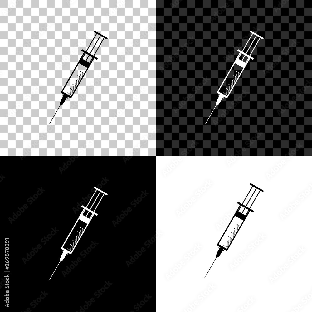 Syringe icon isolated on black, white and transparent background ...