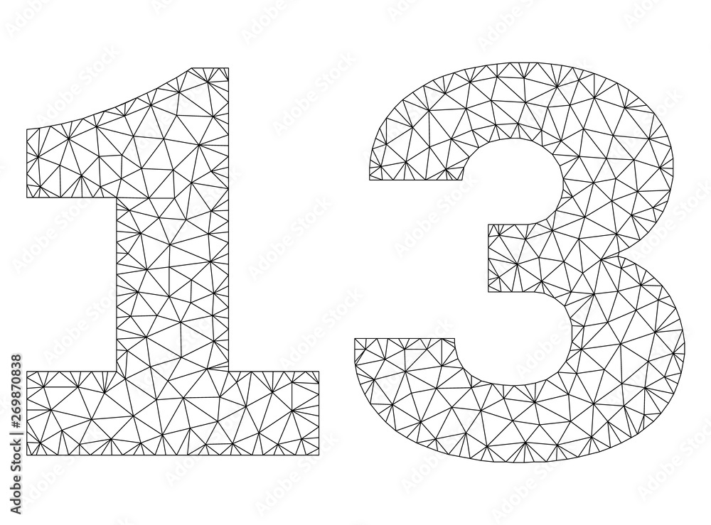 Mesh vector 13 text. Abstract lines and dots are organized into 13 ...