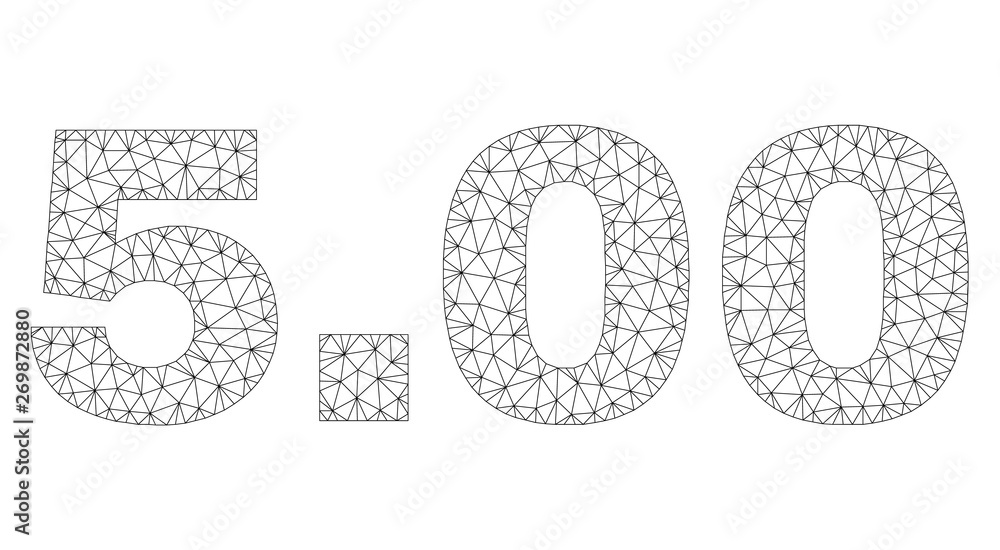 Mesh vector 5.00 text. Abstract lines and circle dots form 5.00 black ...