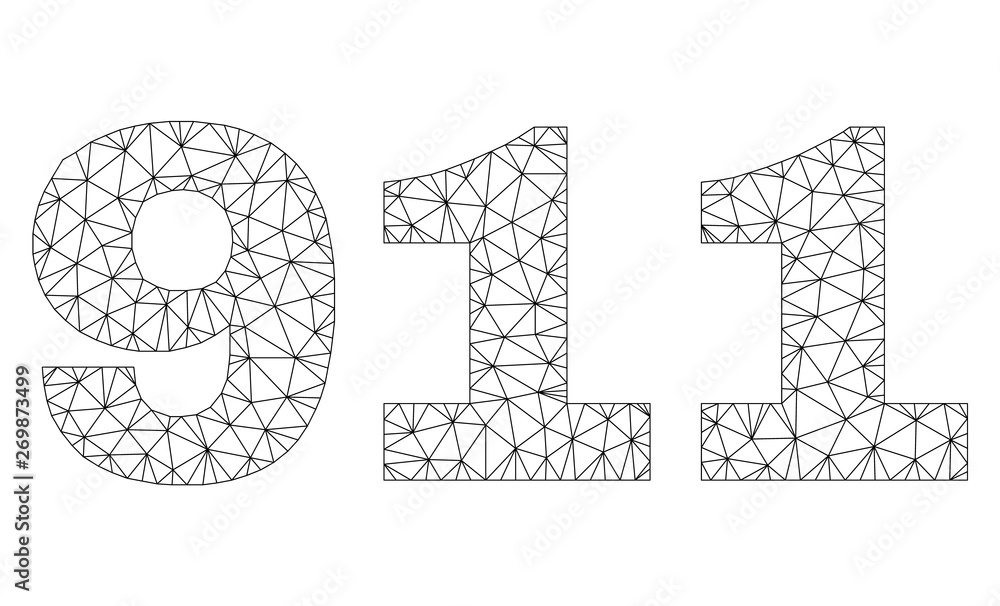 Mesh vector 911 text. Abstract lines and circle dots are organized into ...
