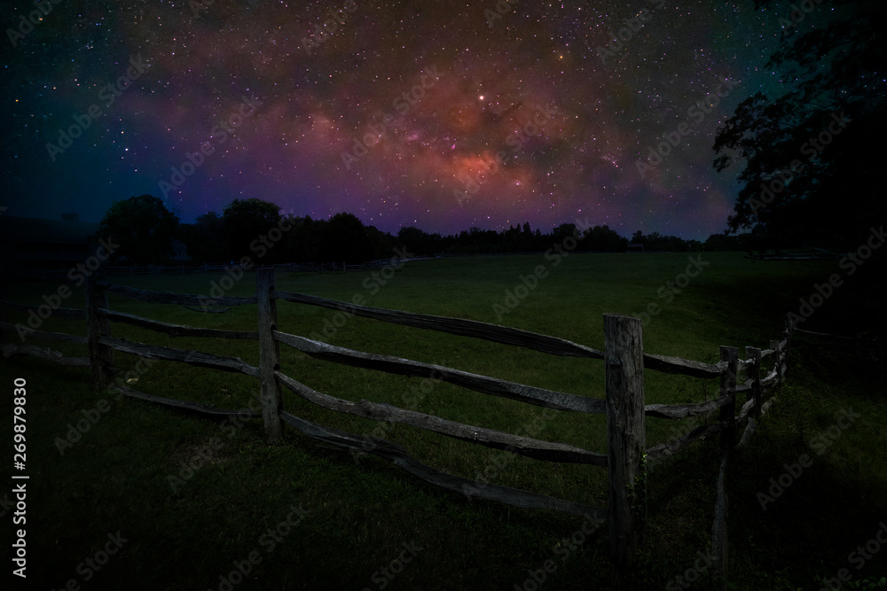 Starry night at country side, Milky Way night landscape in the ...