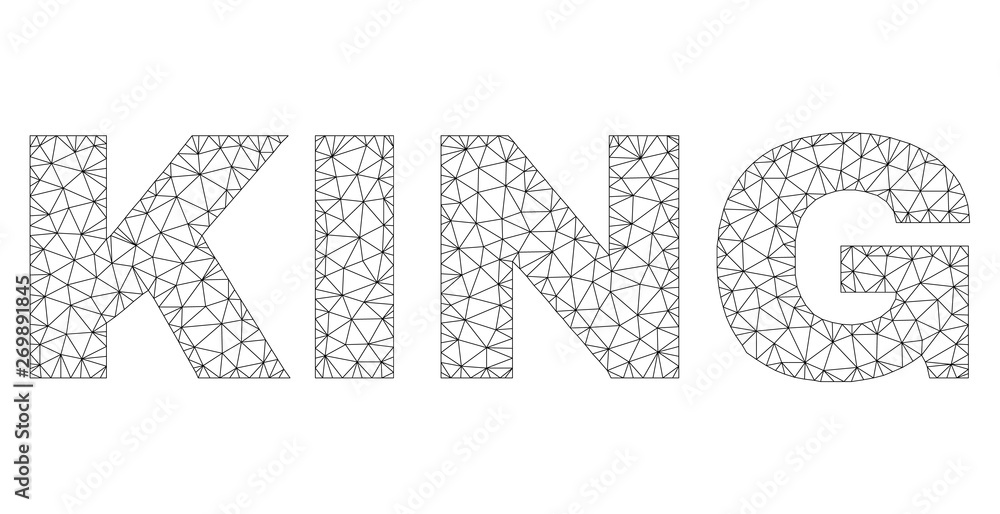 Mesh vector KING text. Abstract lines and small circles form KING black ...
