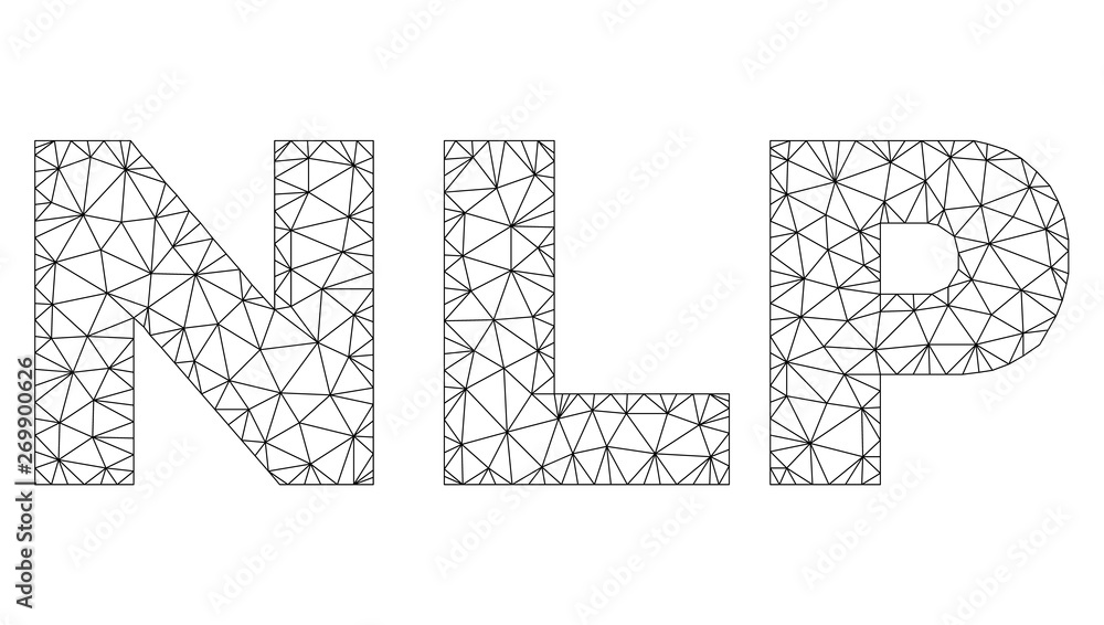 Mesh vector NLP text. Abstract lines and points are organized into NLP ...