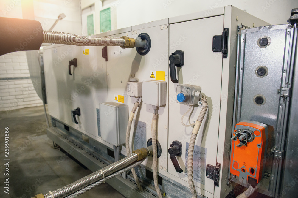 Control panel of pressure in house heating system with buttons in ...