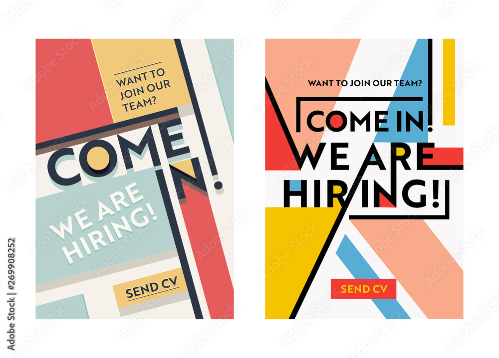 Business Recruiting Banner Design Set, Hiring Recruitment Posters, We ...