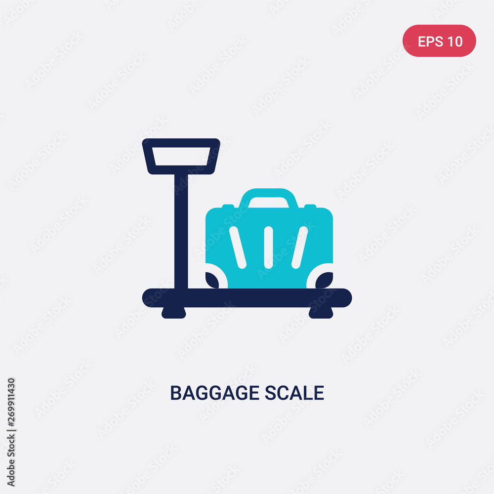 two color baggage scale vector icon from airport terminal concept ...