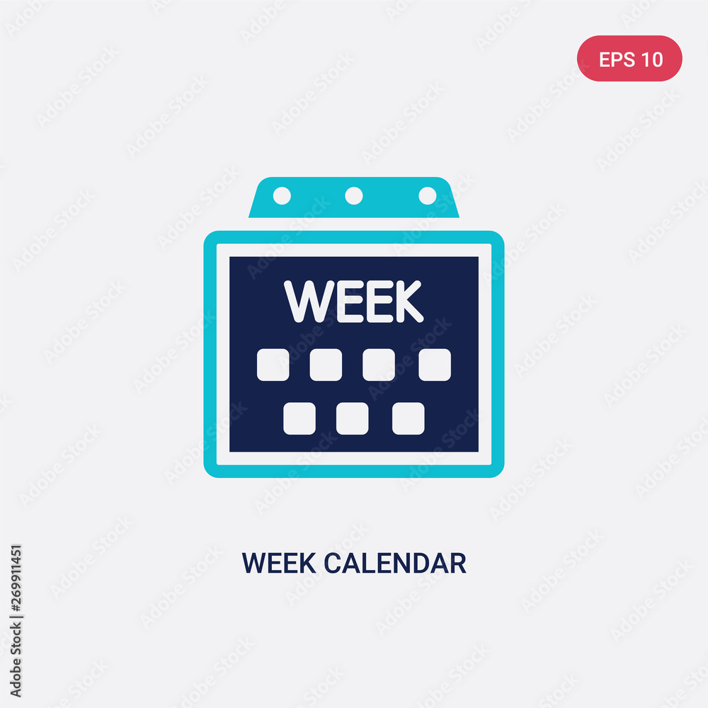 two color week calendar vector icon from airport terminal concept ...