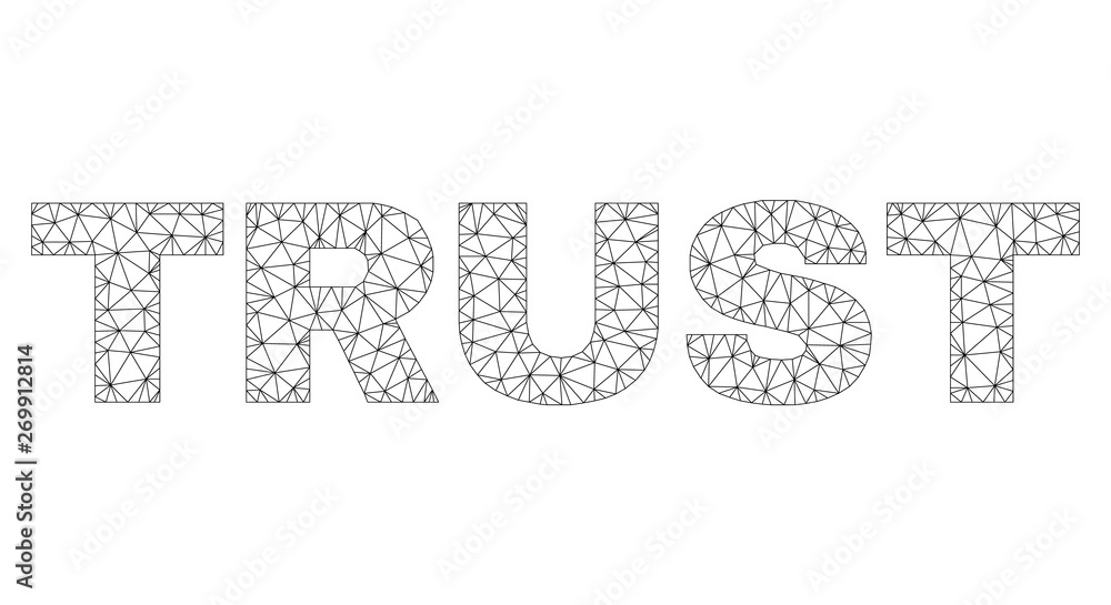 Mesh vector TRUST text. Abstract lines and circle dots are organized ...