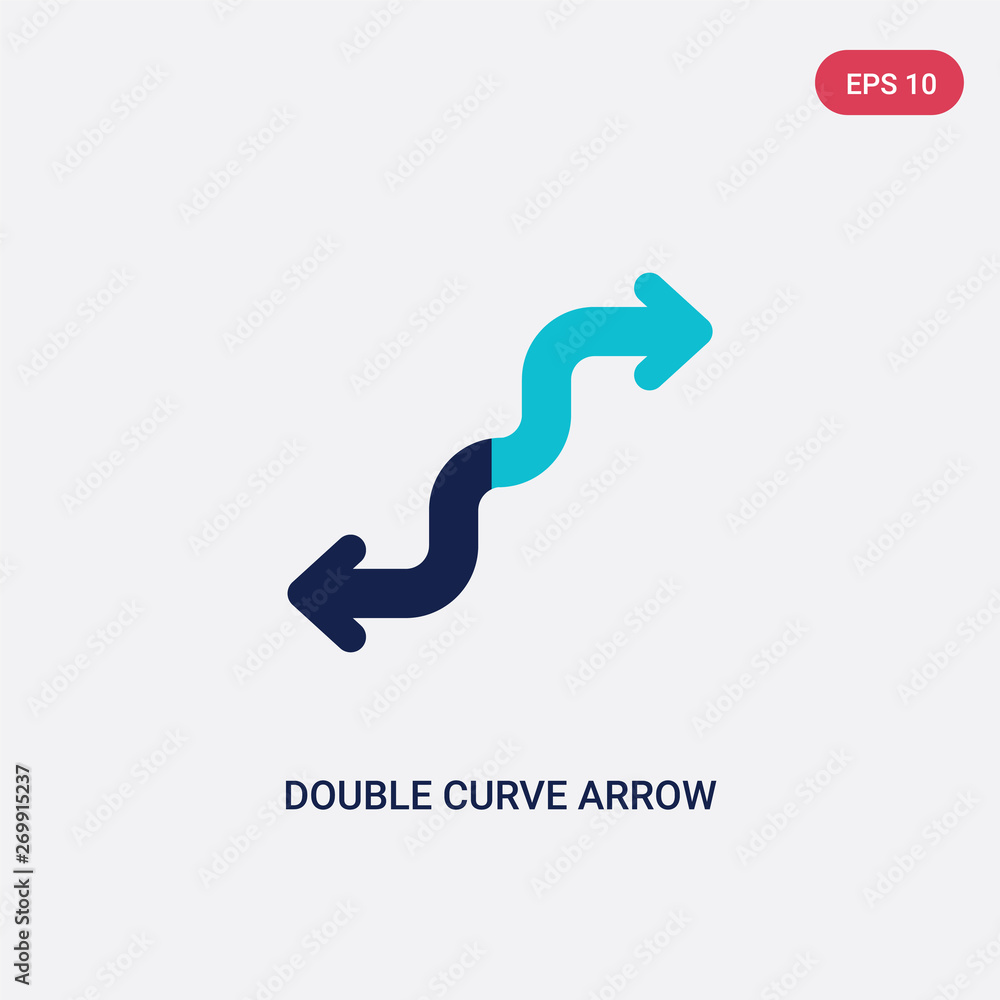 two color double curve arrow vector icon from arrows concept. isolated ...