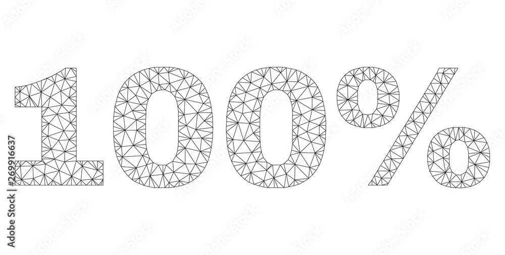 Mesh vector 100% text. Abstract lines and dots form 100% black carcass ...