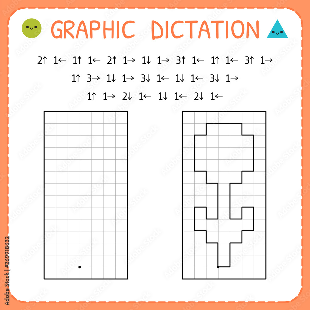 Graphic dictation. Flower. Kindergarten educational game for kids ...