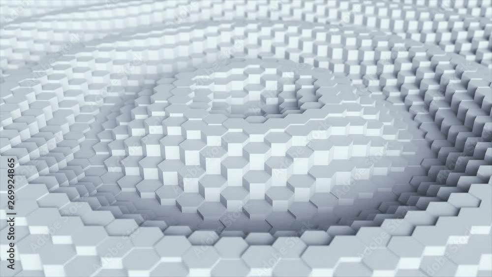 Vidéo Stock Random waving motion abstract background from hexagon geometric surface loop: light ...