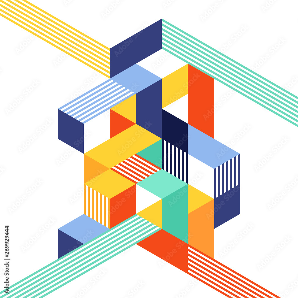 Abstract geometric isometric shape layout design template background ...