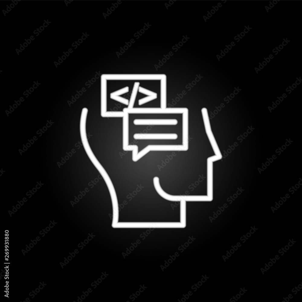 thinking, head, coding, bubble neon icon. Elements of positive thinking ...