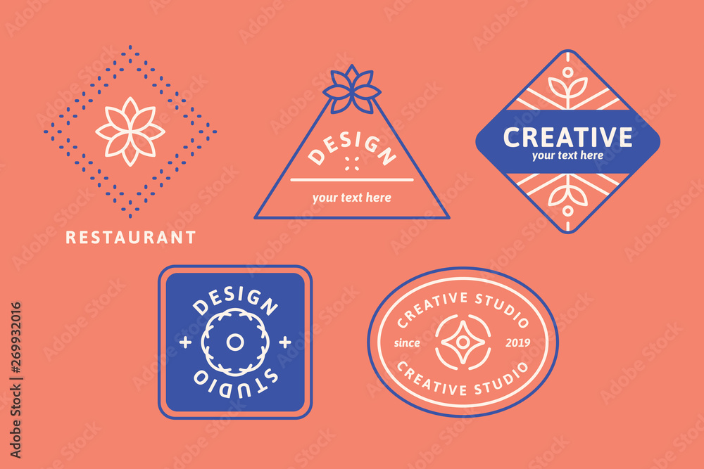 Blue logo design set Stock Vector | Adobe Stock