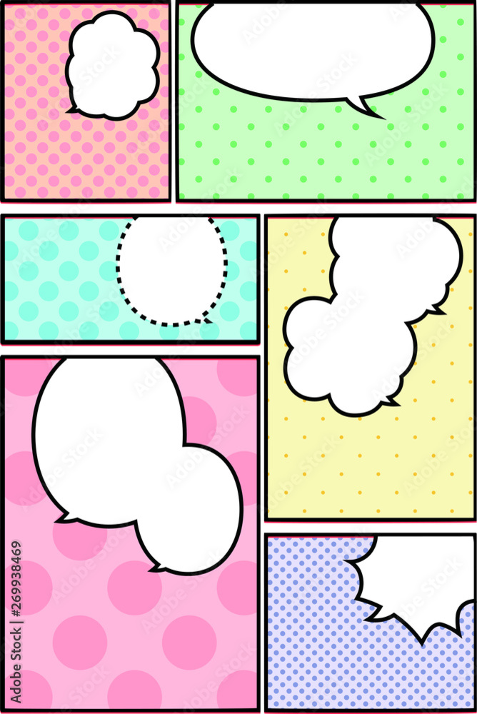 Illustration of a pop color cartoon frame with dot pattern with Comic ...