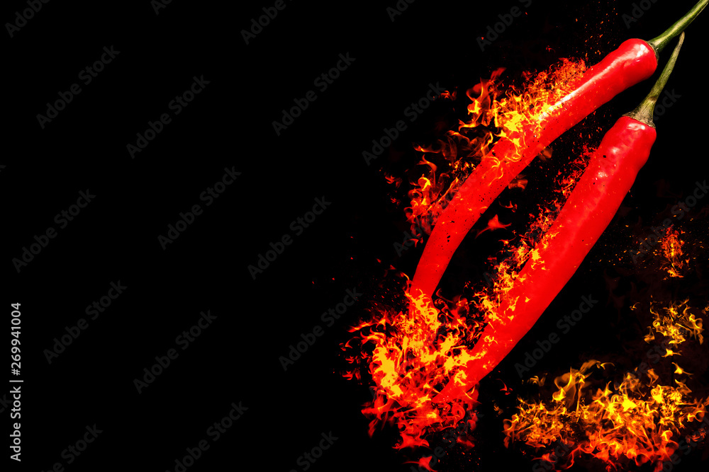 chili pepper in the fire. background for your kitchen. posters ...