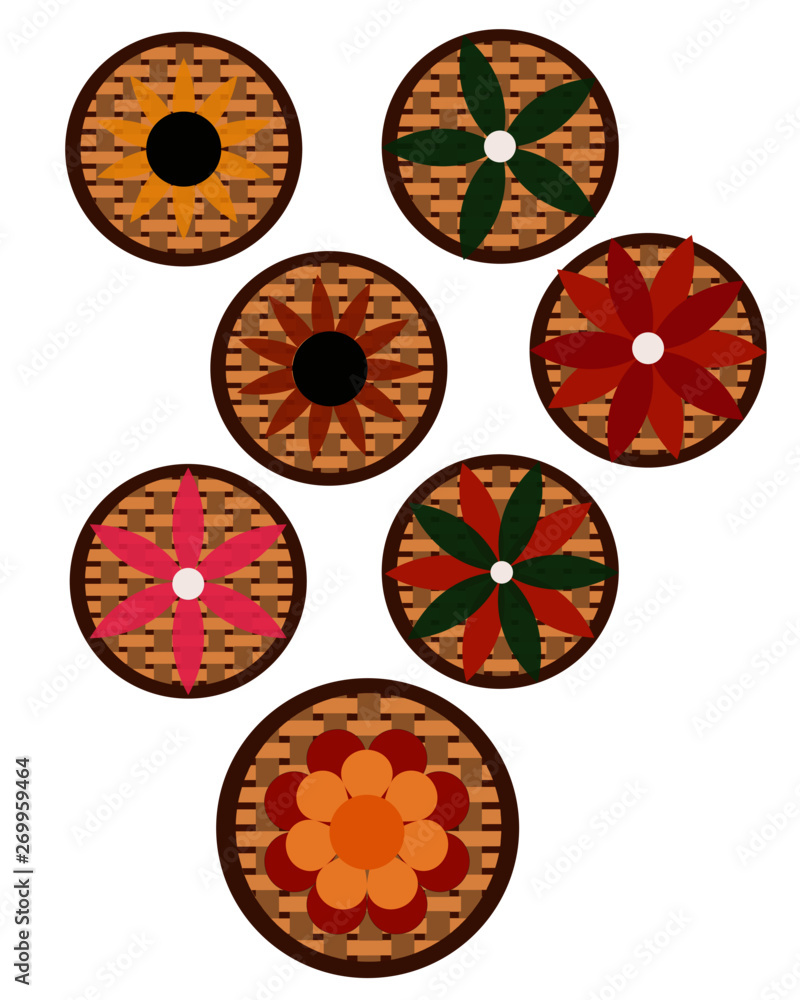 Filipino large circular woven tray vector Stock Vector | Adobe Stock