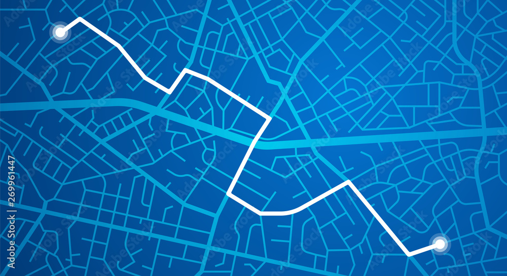 City map navigation. GPS navigator. Distance. Point marker icon. Top ...