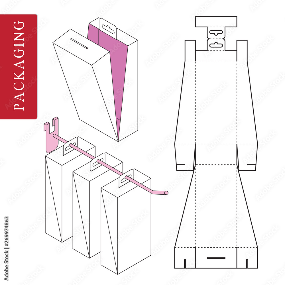 Packaging for hang with hook.Vector Illustration of packaging.Isolated ...