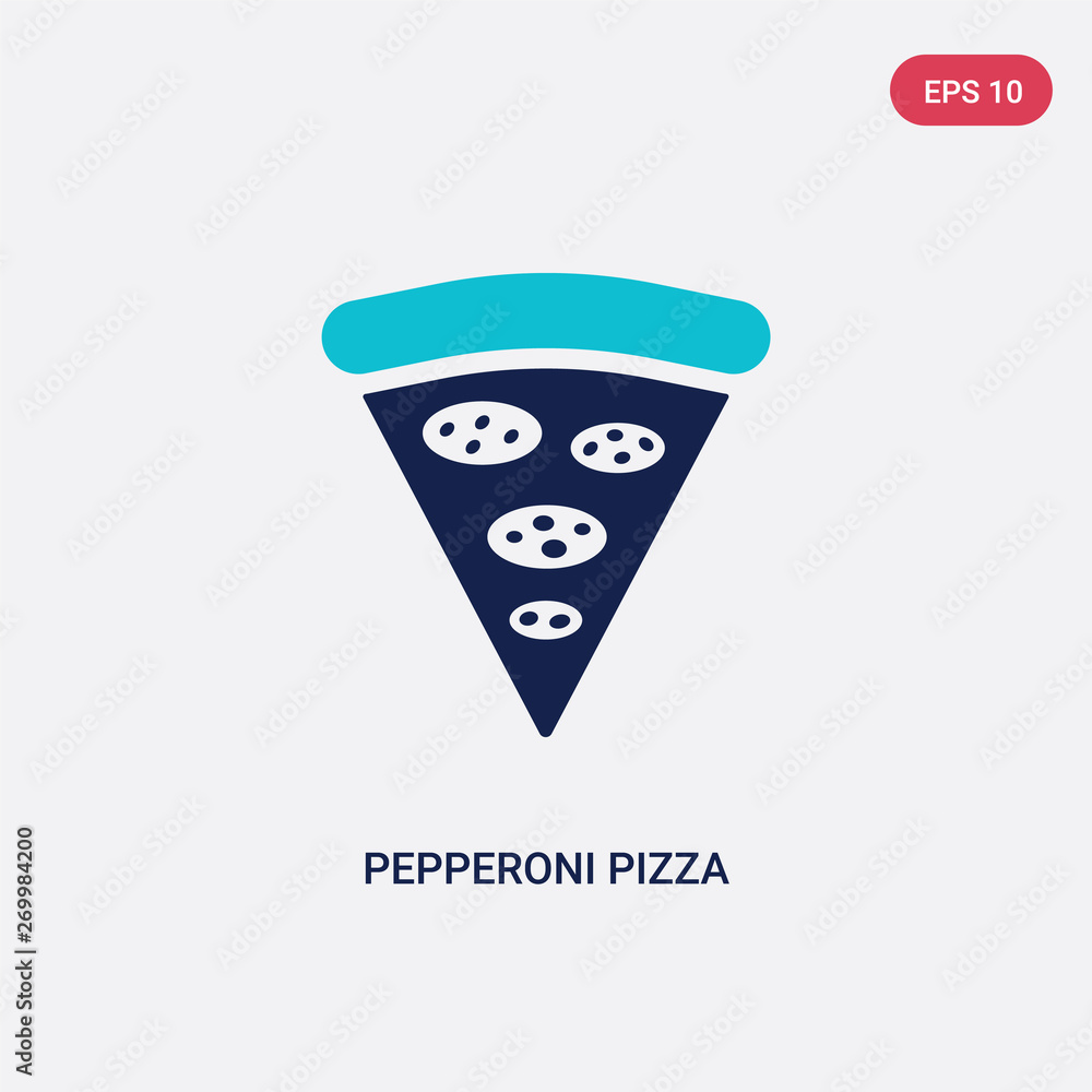 two color pepperoni pizza vector icon from bistro and restaurant ...