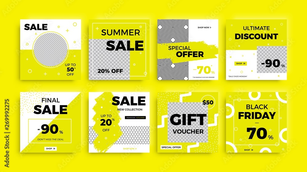 Modern promotion square web banner. Discount promo backgrounds layout ...