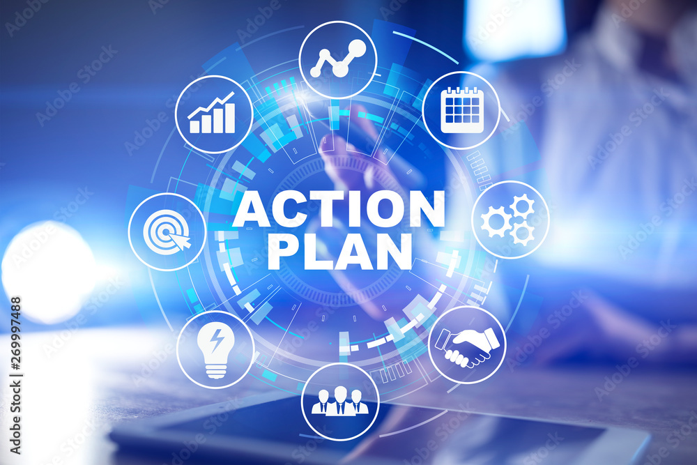 Action plan, business strategy, time management concept on virtual ...