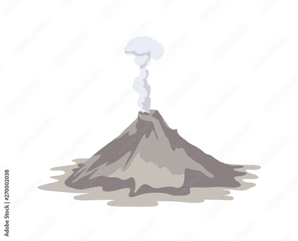Active volcano erupting and emitting smoke cloud from crater isolated ...