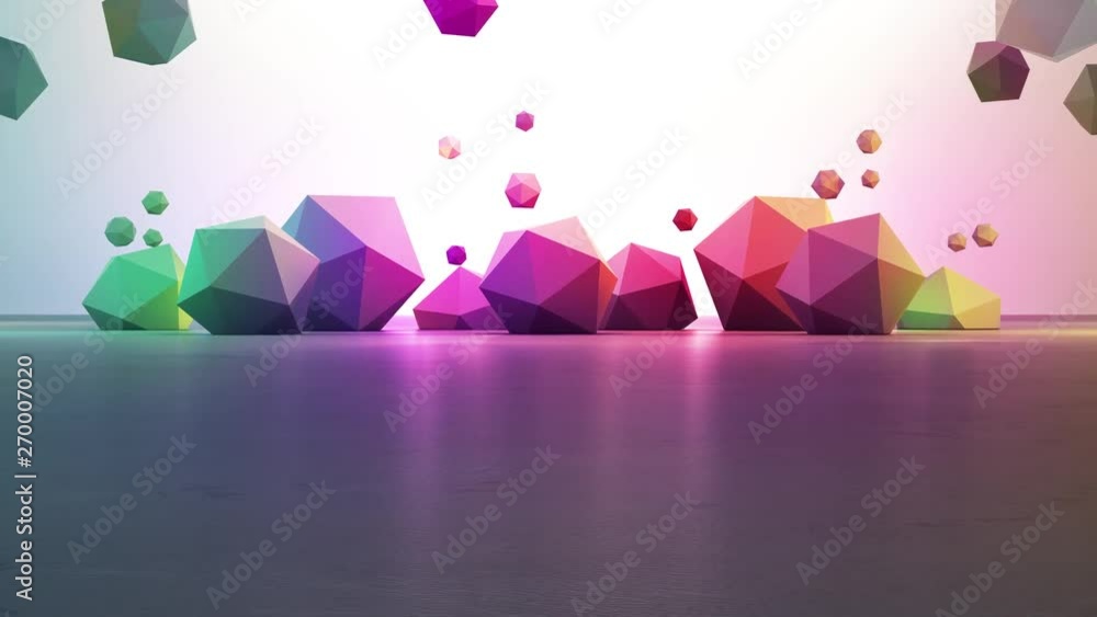 Vidéo Stock Rainbow geometric shapes on gray concrete floor with ...