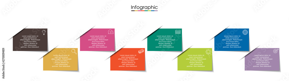Vector infographic template with eight steps or options. Illustration ...