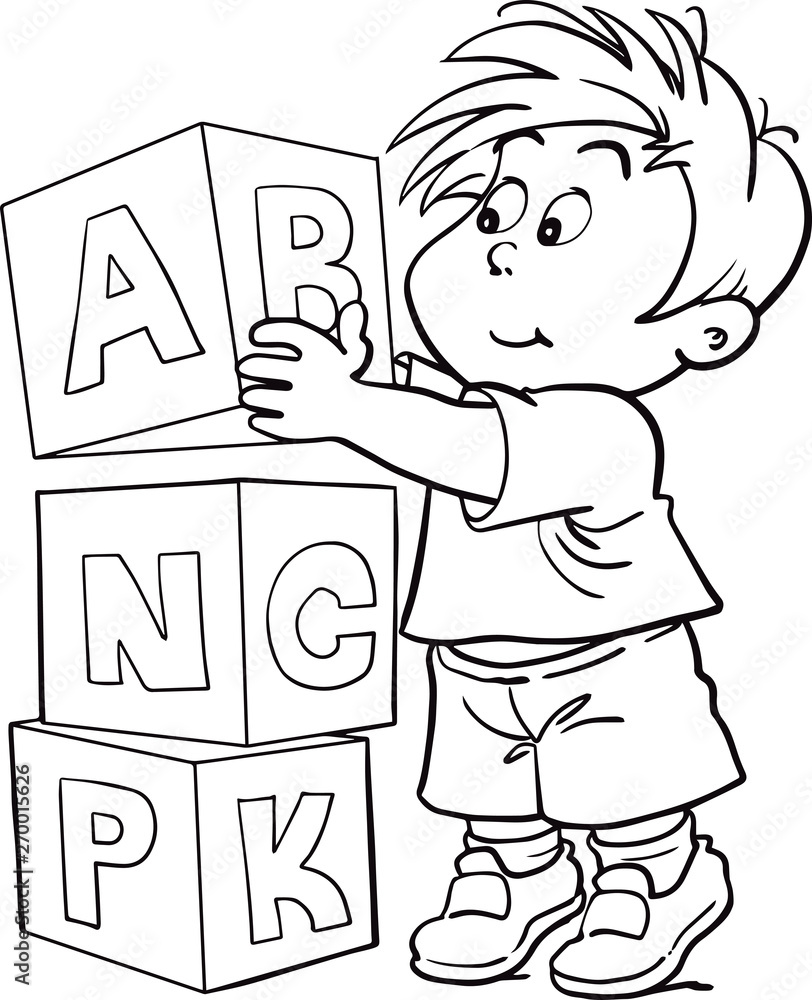 cartoon boy cube alphabet Stock Vector | Adobe Stock