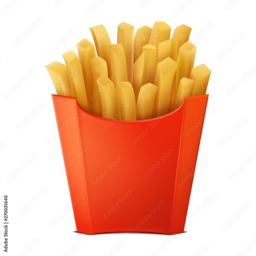 Poster Realistic drawing french fries in the box – Wall Art | UkPosters