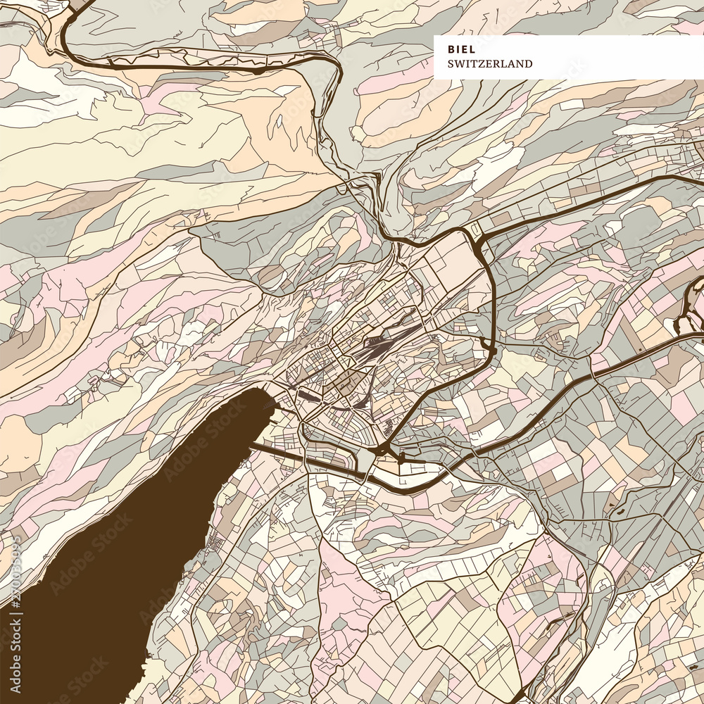 Map of Biel Switzerland Stock Vector | Adobe Stock