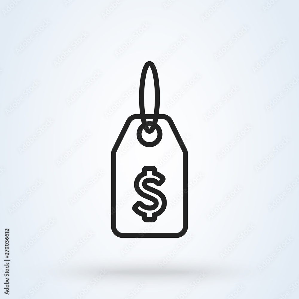 Vector money Dollar tag sign. line art Simple modern icon design ...