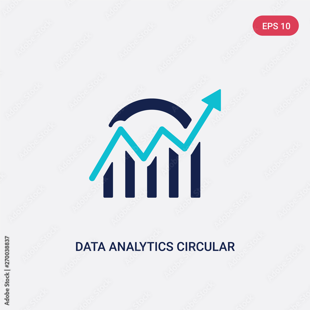 two color data analytics circular vector icon from business and analytics concept. isolated blue ...