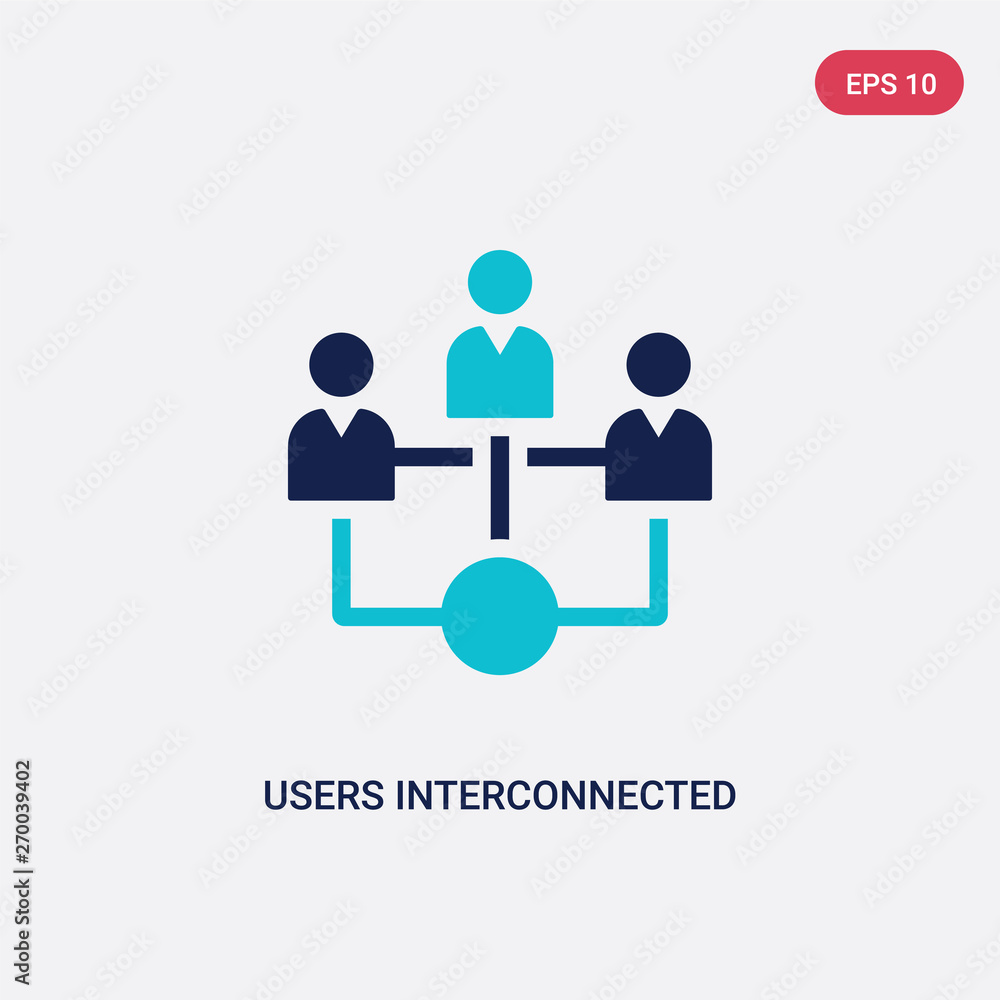 two color users interconnected vector icon from business and analytics concept. isolated blue ...