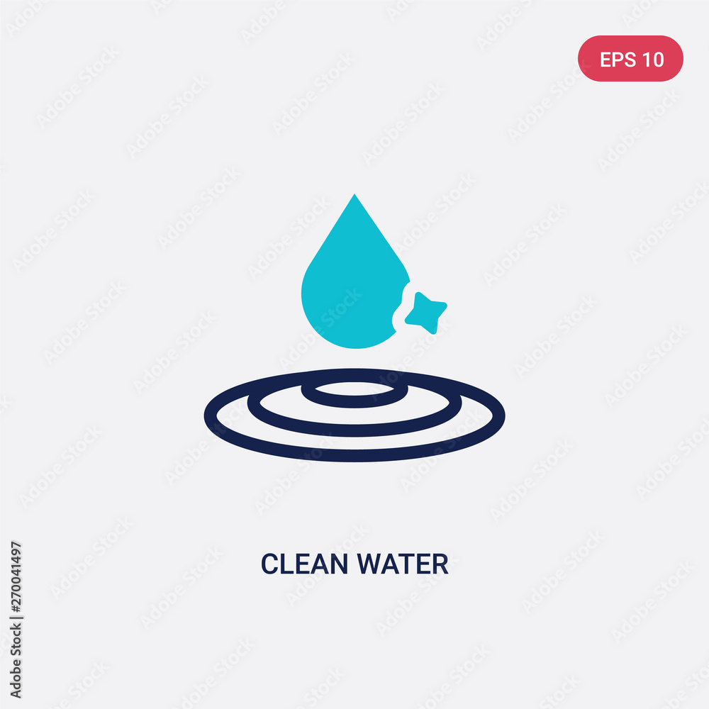 two color clean water vector icon from charity concept. isolated blue ...