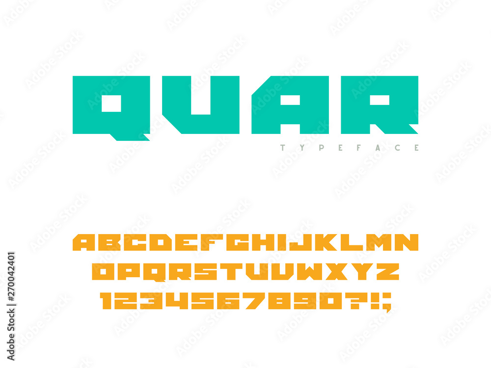 Square block font. Latin alphabet letters and numbers. Vector ...