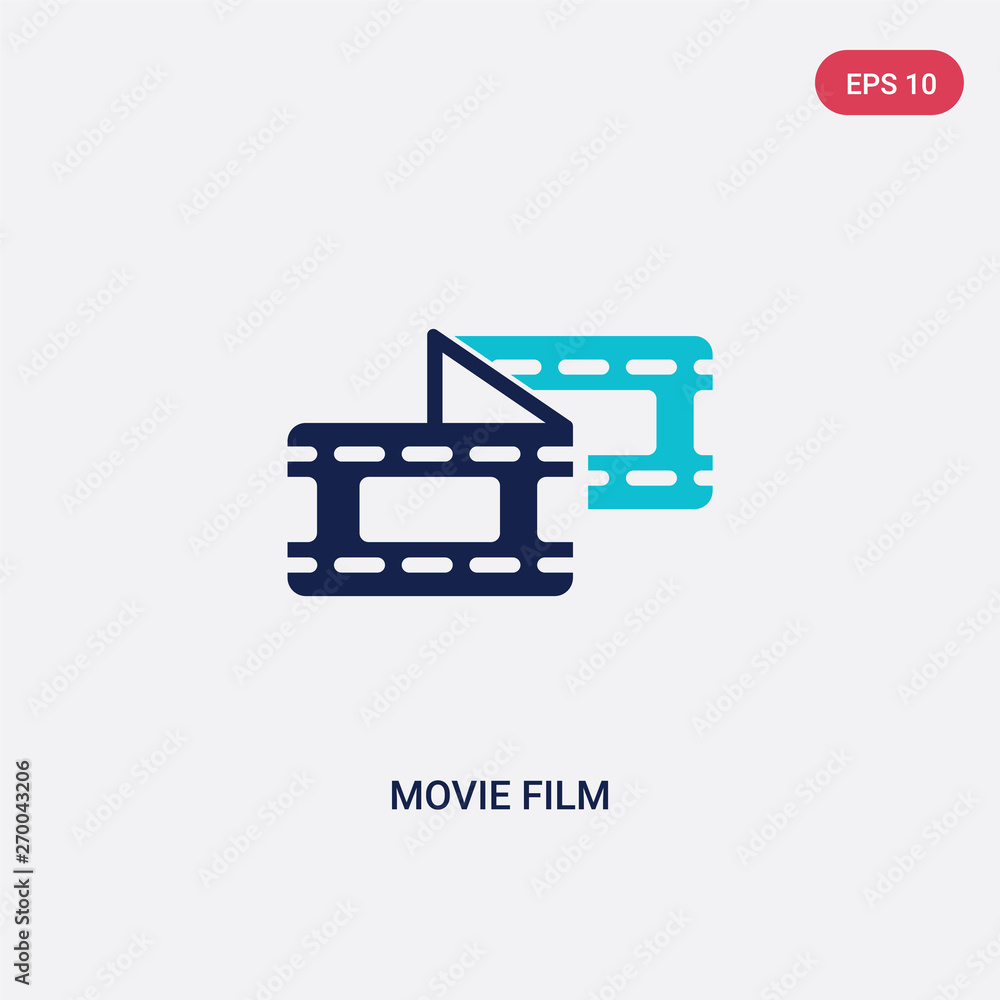 two color movie film vector icon from cinema concept. isolated blue ...