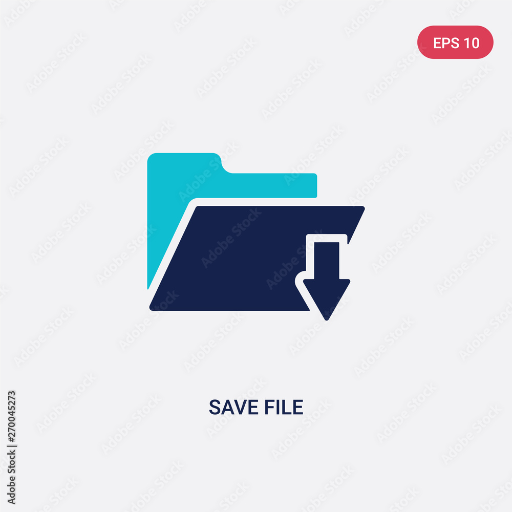 two color save file vector icon from computer concept. isolated blue ...