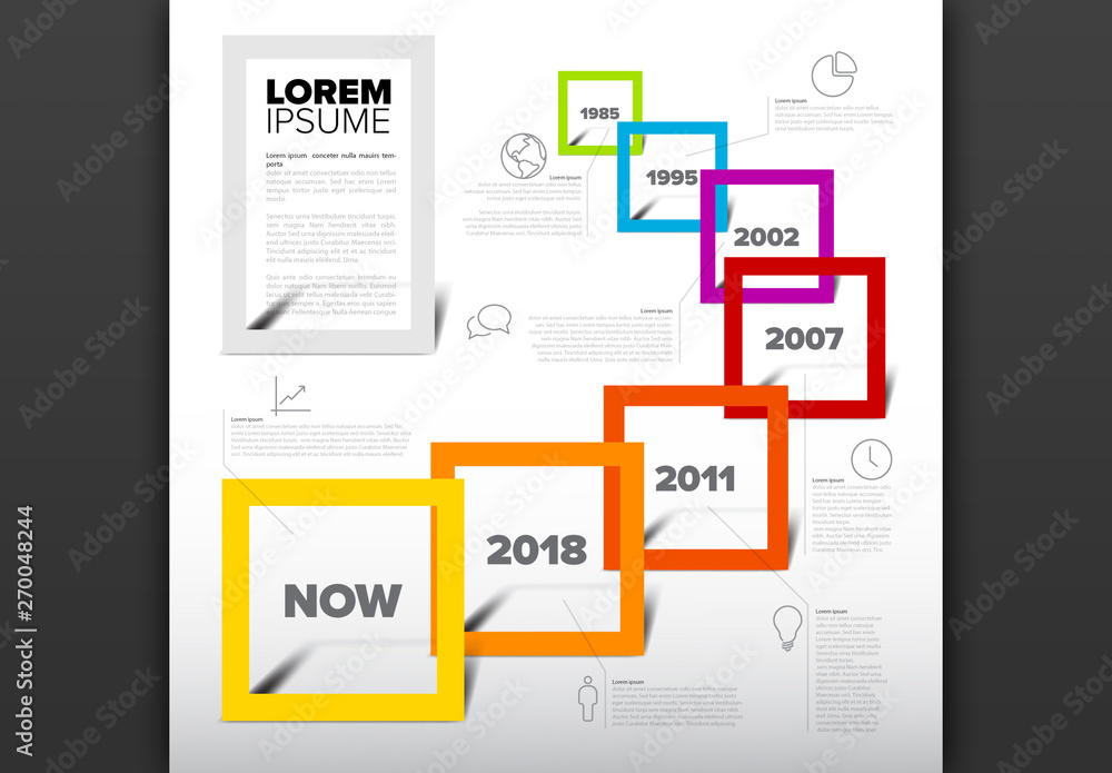 Infographic Timeline with Colorful Frames Layout Stock Template | Adobe ...