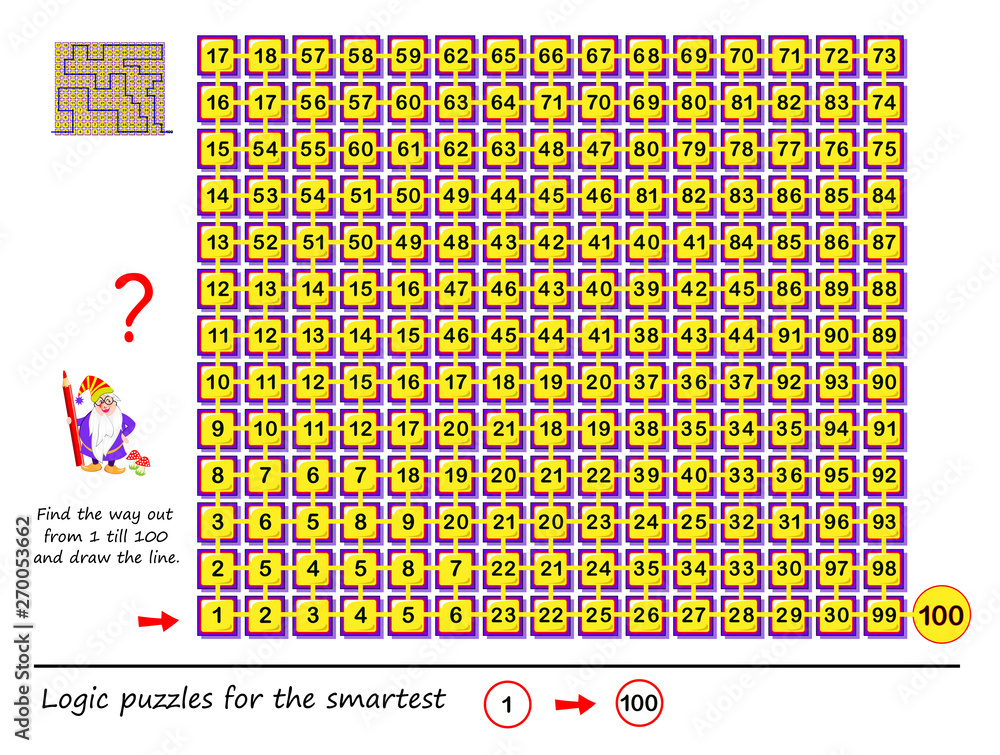 Logic puzzle game with labyrinth for children and adults. Find the way ...